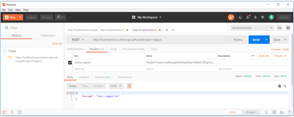 Laravel 5.6 Custom Token Base API Authentication - Codebriefly