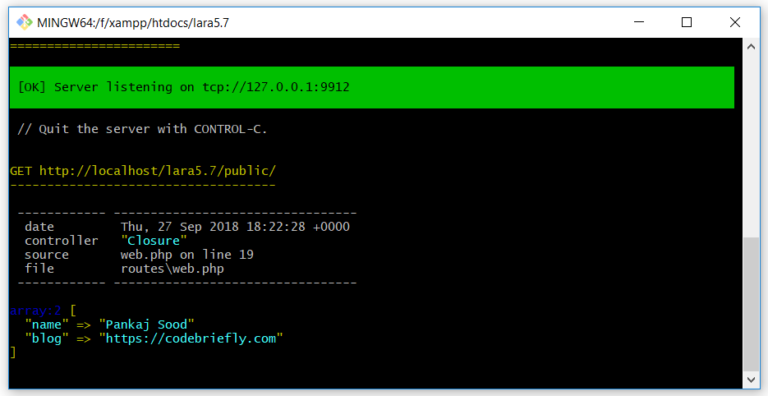 Laravel 5.7 - New Feature Dump Server - Codebriefly