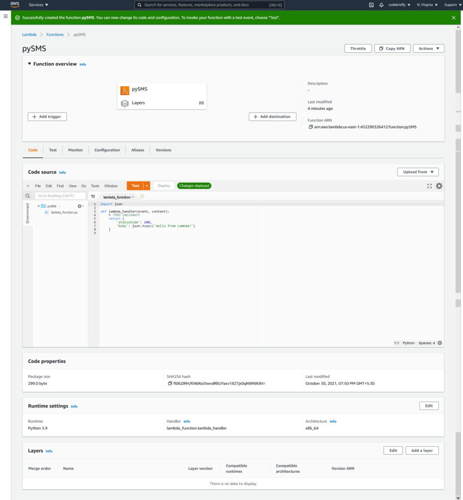 How to Send SMS with AWS SNS using Lambda & Python - Codebriefly